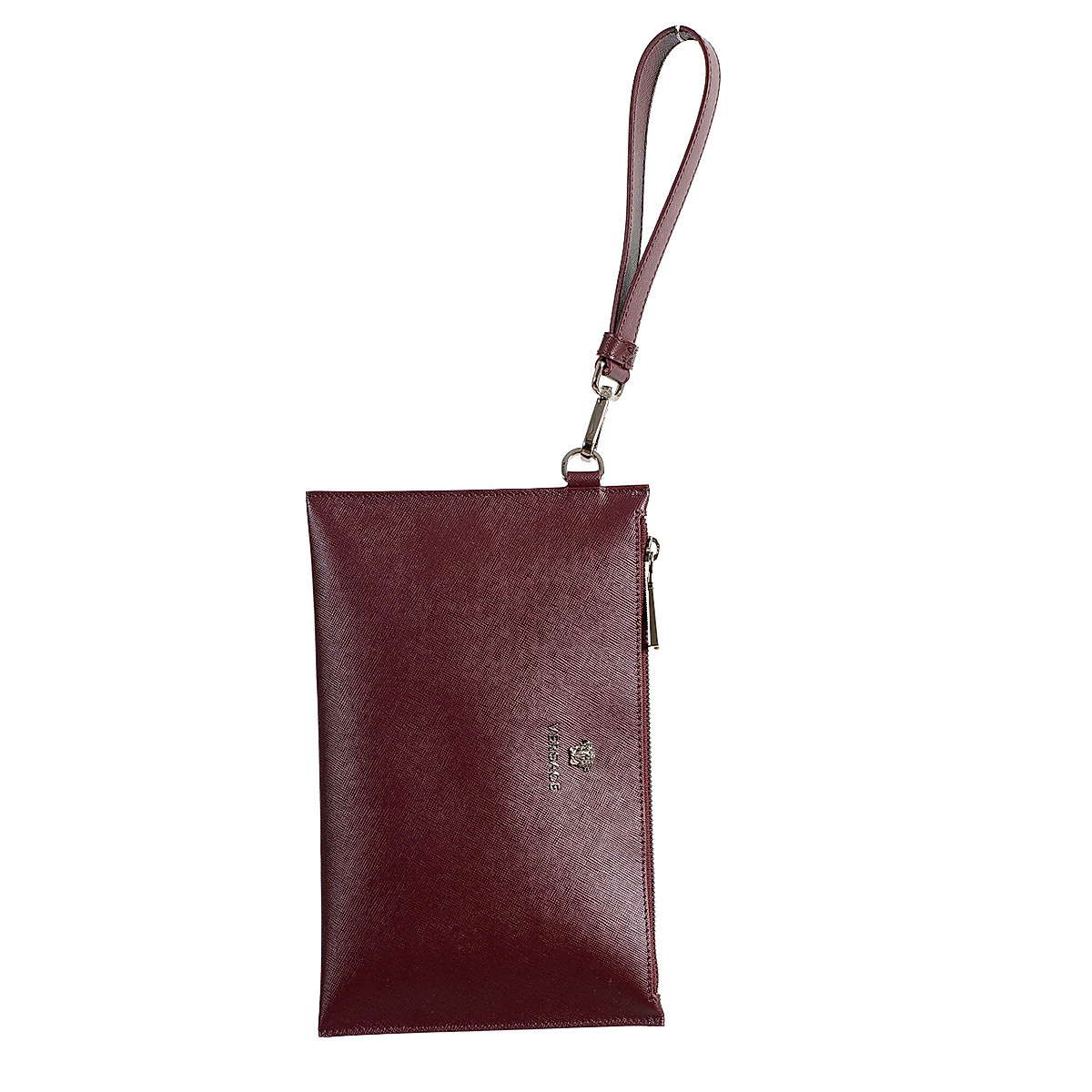 Versace 100% Leather Burgundy Women's Wristlet Clutch