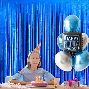 KatchOn, Iridescent Blue Streamers Backdrop - 3.2x8 Feet, Pack of 2 | Graduation Backdrop 2024, Graduation Decorations 2025, Pool Party Decorations | Iridescent Blue Backdrop, Summer Party Decorations