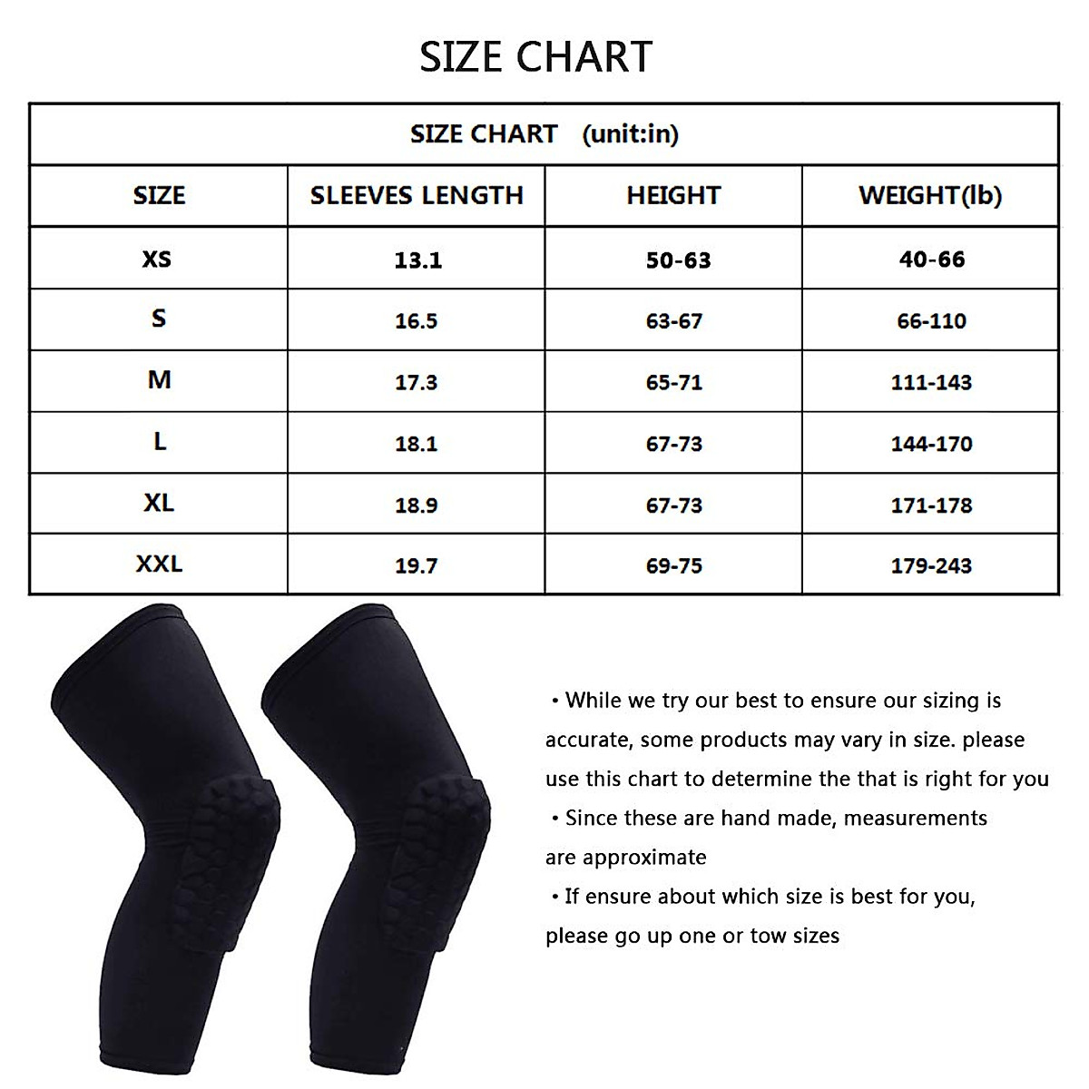 PISIQI Knee Pads Compression Pads Long Leg Sleeve Collision Avoidance Brace Protection Knee Sleeve for Basketball Football Volleyball Cycling (1 Pair)