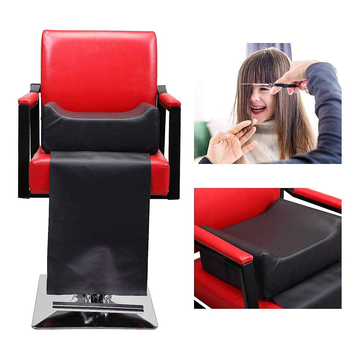 PENNYNANA Barber Shop Child Booster Seat Cushion U-Shaped PVC Leather Seat Cushion Beauty Salon Spa Massage Equipment for Styling Chair, Black