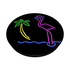 Neon, Pink Flamingo, Tropical, Colorful, Artwork Pop-Socket PopSockets PopGrip: Swappable Grip for Phones & Tablets
