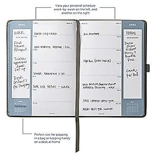 Busy B Busy Life Diary January to December 2022 - A5 Grey Faux Leather Week to View Planner with Dual Schedules, Pen Holder and Pockets