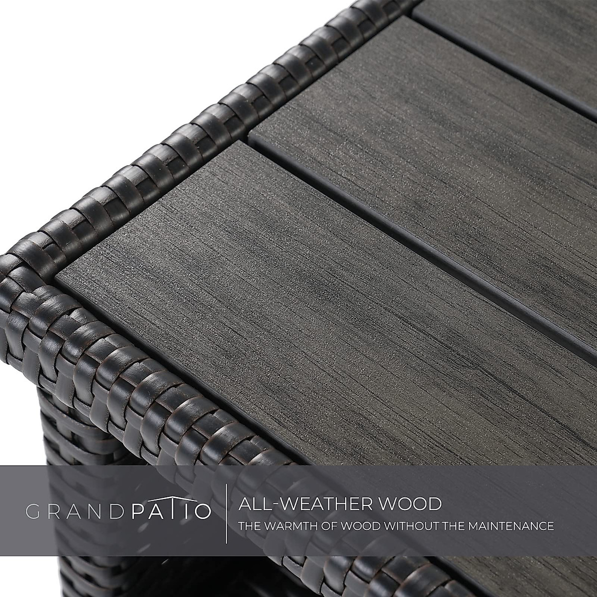 Grand patio Wicker Storage Cabinet Outdoor Waterproof Buffet Cabinet Patio Bar Table with Two Doors and Shelves Wicker Sideboard for Garden Kitchen Pool Dark Brown