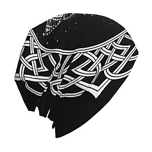 Sigouyinei Black and White Pagan Witch Moth Knit Hat Slouchy Skull Cap Beanie Hat for Men Women Gifts
