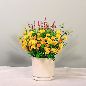 alyptus 12 Bundles Artificial Plants Outdoor Fake Monkey Grass with Flowers for Pot Garden Verandah Decor (Pink Flowers)