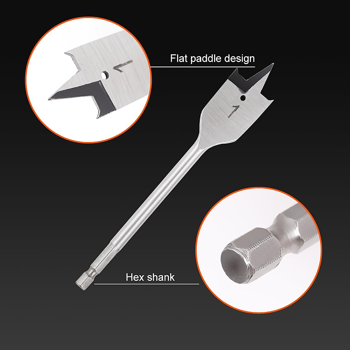 COMOWARE 13 Pcs Spade Drill Bit Set - Paddle Flat Bits Set for Woodworking, SAE, Portable Nylon Storage Holder