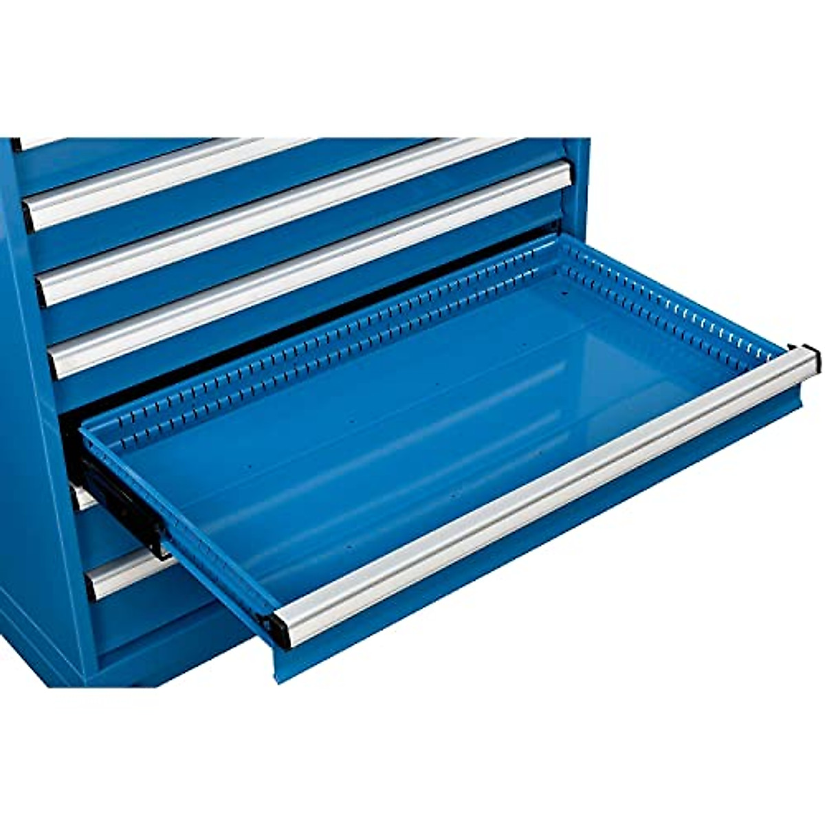 Global Industrial 14 Drawer Modular Cabinet, w/Lock, w/o Dividers, 36"Wx24"Dx57"H Blue