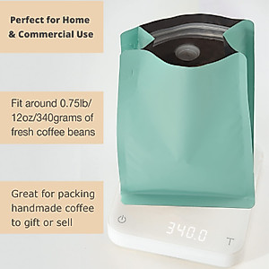 50 Pieces 0.75 LB Blue Green Coffee Bags with Aluminum Foil Liner Pack of 50, High Barrier Coffee Pouches with Degassing Valve, Ziplock Food Storage Bags with Pull Tape, 12oz/0.75lb/340gram