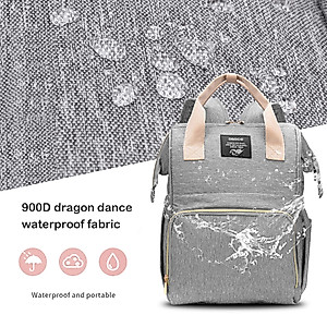 OSOCE Diaper Bag Backpack, MultiFunction Maternity Baby Bag, Waterproof and Stylish Diaper Backpack for Mom and Dad, Baby Diaper Bag with Large Capacity and Lightweight Size, Light Grey