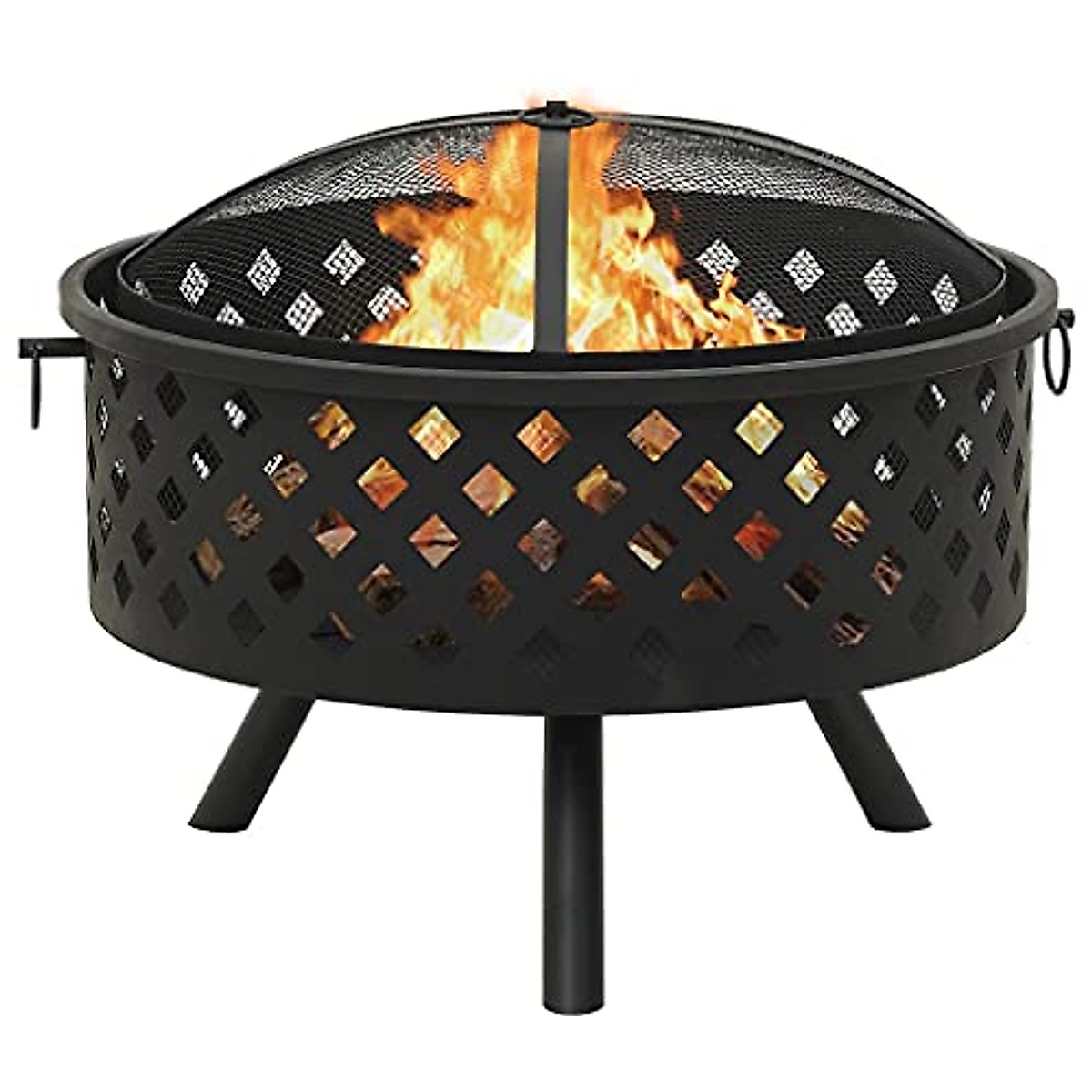 Outdoor Fire Pit Large Wood Burning Patio Backyard Firepit for Outside, for Camping Picnic Bonfire Garden Beaches Park, with Poker 26.8 "