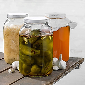 Paksh Novelty 1-Gallon Glass Jar Wide Mouth with Airtight Metal Lid - USDA Approved BPA-Free Dishwasher Safe Large Mason Jar for Fermenting, Kombucha, Kefir, Storing and Canning Uses, Clear (1 Jar)