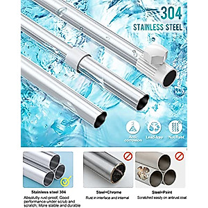 ROOMATIC 4 Layer Corner Shower Caddy, Adjustable Shower Shelf, Constant Tension Stainless Steel Pole Organizer, Rustproof 3.3 to 9.8ft