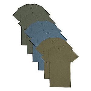 Fruit of the Loom mens Short Sleeve Pocket T-shirt Underwear, 6 Pack - Assorted Earth Tones, Large US