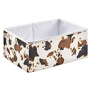 Cube Storage Bins 11 x 11 Cow Printed Storage Cubes for Shelf Closet Collapsible Cubby Organizer Basket Black Brown