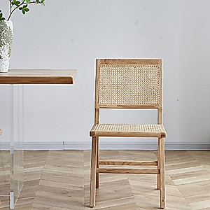 Way2Furn Rattan Chair Set of 2, Cane Dining Chair, No Installation Required, Mid Century Modern Chair for Living Room, Kitchen, Dining Room, Yard, Study Room, Teahouse, Hotel, B&B (Natural Color)