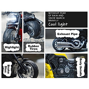 Gilumza Pull Back Motorcycles Toy, Moto Gift with Music Lighting, Wolverine Motorcycle Toys for Boys Kids Age 3-12 Year Old (Black)