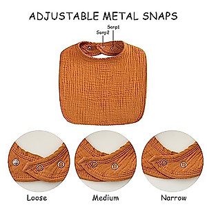 HBselect Muslin Baby Bibs 10 Pack,Unisex Baby Bibs with Bandana Drool Bibs Cotton, 10 Solid Colors Set for Feeding, Teething, Drooling with Six Layers of Gauze