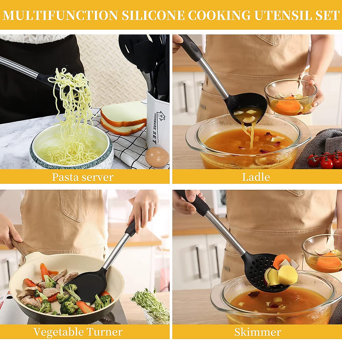 35 PCS Silicone kitchen Utensils set,Cooking Utensils set,Utensils,Kitchen Tool Set,Baking Set, Kitchen Set, Kitchen Gadgets,Kitchen Tools and Cookware Set with Holder.Stainless Steel