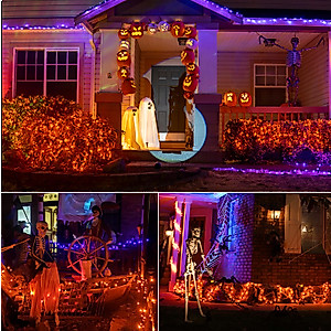 BOLWEO Orange Fairy Lights Outdoor Waterfroof 10ft 30 LED, Halloween String Lights Battery Opreated with Timer Clear Wire for Indoor & Outdoor Halloween Decorations