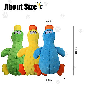 MANOPAWS 3 Pack Squeaky Dog Toys,Duck Crinkle Plush Dog Toys for Aggressive Chewers,Interactive Dog Toys for Puppy Small, Medium and Large Dogs Teething/Entertaining/Reduce Boredom