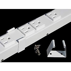 24” Hardwired Power Strip (NO Power Cord), 6 (NEMA 5-20R) Vertical Outlets (NOT Tamper Resistant), with Ears (mounting tabs on Both Ends), 20 Amp, USB, White