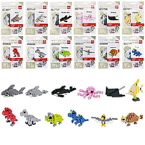 Jellydog Toy Mini Building Blocks, 12 in 1 Dinosaurs Blocks, Ocean Building Sets,Party Favors for Kids, Assorted Mini Animals Building Blocks Sets for Goodie Bags,Prize,Cake Topper…