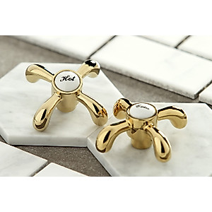 Kingston Brass KS1172TX French Country Bridge Kitchen Faucet, Polished Brass, 13 x 8 x 2.13