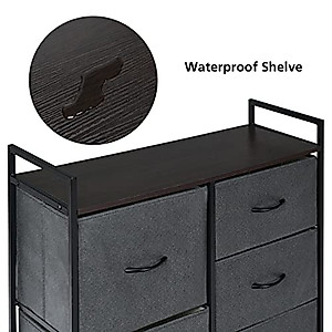 MAXCBD Nightstand Bedside Table Drawer Cabinet Cube Storage Cabinet Wide Dresser Organizer Unit 5 Easy Pull Fabric Drawers Home Simple and Fashionable Style Easily Storage Tower Dresser