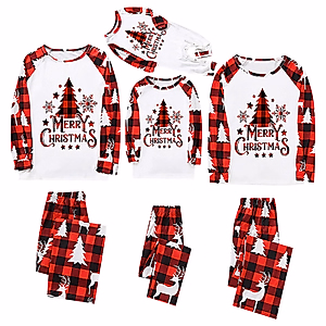 Christmas Pajamas for Family 2023 Pjs Matching Sets Red Plaid Xmas Holiday Sleepwear Long Sleeve Shirts Jammies Clothes