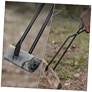 Happyyami Tongs Grill Outdoor Camping BBQ Outdoor BBQ Fireplace Charcoal Clamps Charcol Barbecue Trash Pickup Grabber Iron Long Charcoal Tong Charcoal Plier Camping Supply Large Pen Holder
