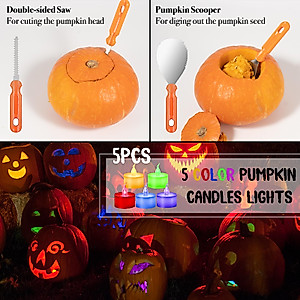 Pumpkin Carving Tools for Kids, All in One 30Pcs Halloween Pumpkin Carving Kit, Easy and Safe Pumpkin Carving Set, Pumpkin Carving Stencils Cookie Cutters Pumpkin Carving Knife