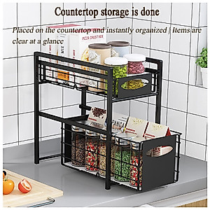 LEAYAN Under Sink Storage Cabinet Organizer Drawer, Under Sink Shelf Organizer Rack Multi-Purpose Under Sink Storage for Bathroom Kitchen Under Sink Rack Shelf, White 39.8x22.4x37.4cm