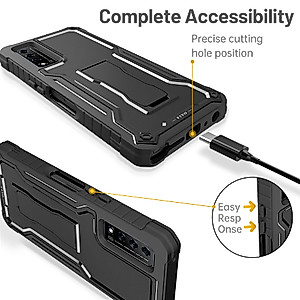 FITO for TCL Stylus 5G Case, Dual Layer Shockproof Heavy Duty Case for TCL Stylus 5G Phone with Screen Protector, Built-in Kickstand (Black)