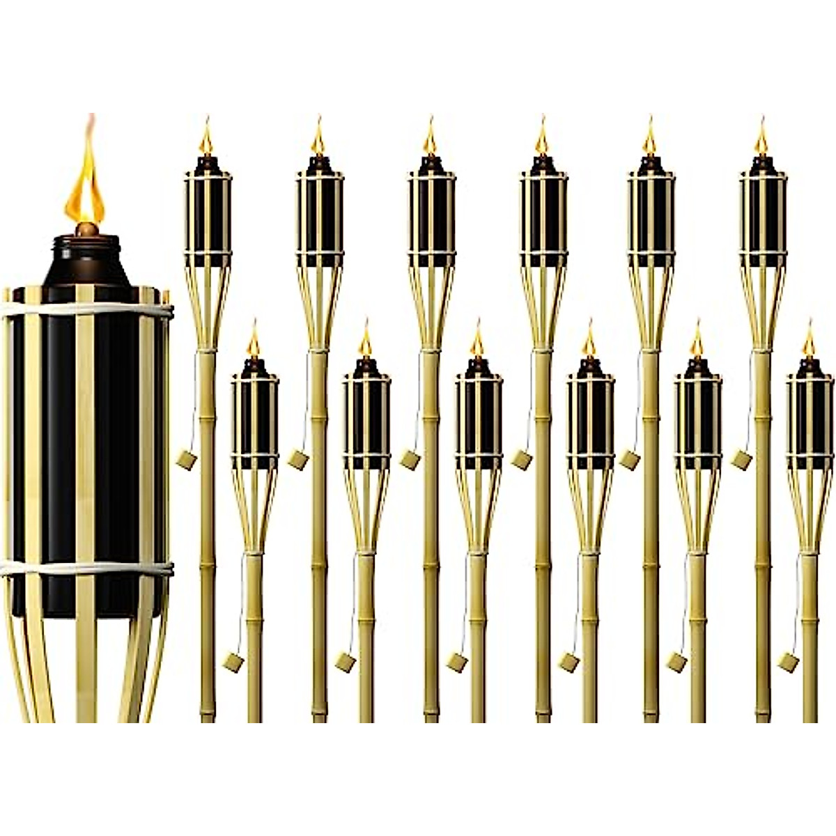 Matney Bamboo Torches for Outside Mosquitos Repellent - Decorative Garden & Backyard Lights - Mosquito Torches Outdoor - Oil Lamp for Citronella - Flame Lasts Over 8 Hours - 4 Feet Tall - (12 Pack)