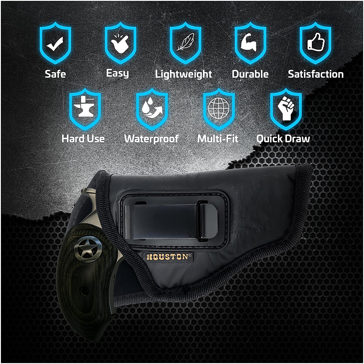 Black Eco Leather Bond Arms Holster Derringer for Ranger Ii .45lc / .410 4.25" Barrel - Quick Draw Derringer Holster for Men/Women - Eco Leather Concealed Carry Holster - Sweatproof