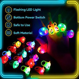 24 Pack LED Light Up Bumpy Rings Party Favors For Kids Prizes Box Toys For Birthday Classroom Rewards Treasure Box Prizes Toys Glow Party Supplies