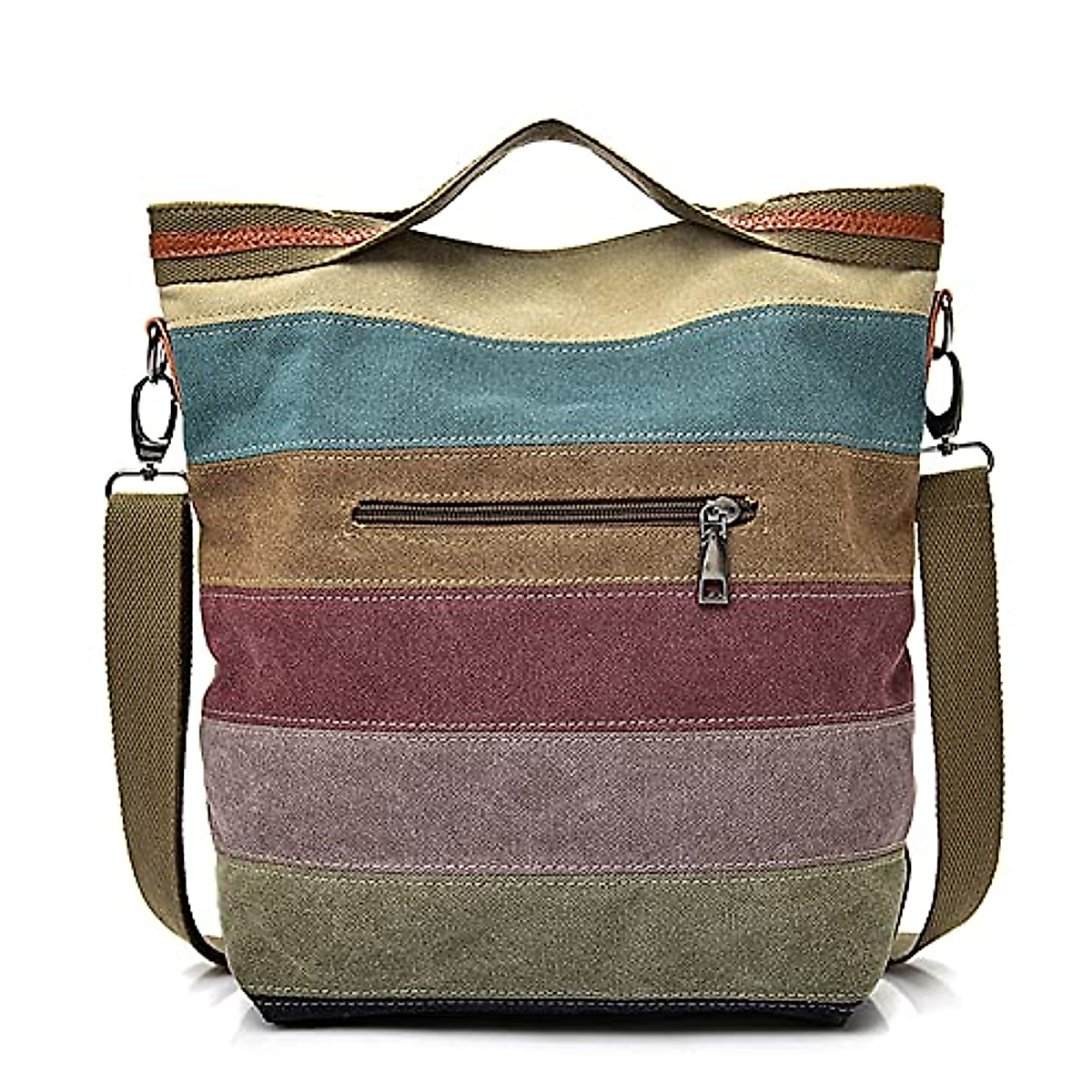 ROUROU Hobo Tote Bag for Women Top Handle Shoulder Bag Multi Color Canvas Crossbody Bag Large Capacity Handbag Casual Purse