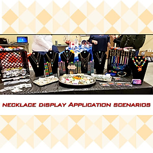 Codant 12.5 Inch Black Velvet Necklace Display Stands for Selling,Tabletop Necklace Display Stand for Jewelry, Foldable Jewelry Display Stands for Selling and Shows(set of 12)