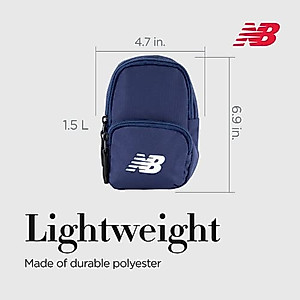 Concept One New Balance Mini Backpack, Micro Travel Shoulder Bag with Adjustable Straps for Men and Women, Blue, 7 Inch