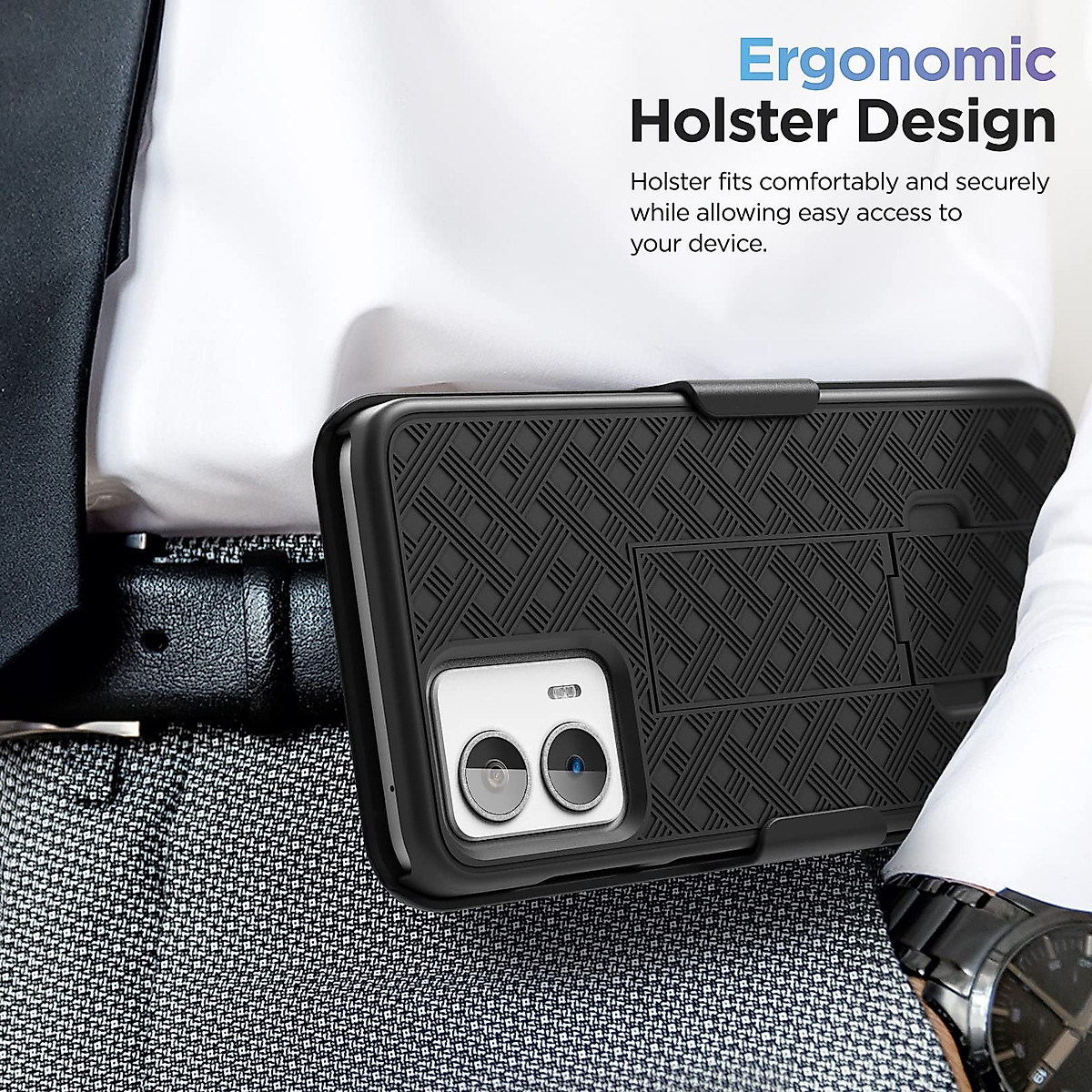 Encased DuraClip for Moto G 5G 2023 Belt Clip Case, Slim Phone Case with Holster (Motorola G 2023) Black