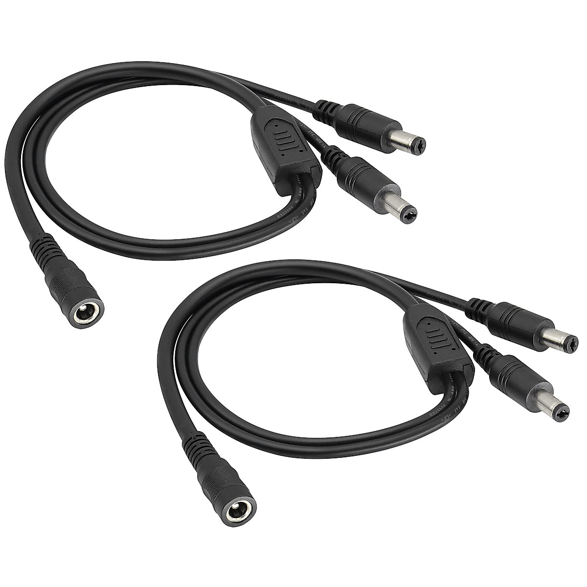 HCFeng DC Power Y Splitter Cable,DC 5.5mm x 2.1mm 1 Female to 2 Male Power Cord 18AWG 12v DC Extension Cord Cable for CCTV Security Camera, DVR, HDVD, LED Strip Light(2pack/1.6ft)