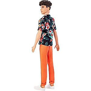 Barbie Fashionistas Ken Doll #184 with Brown Cropped Hair Wearing Hawaiian Shirt, Orange Pants & White Deck Shoes