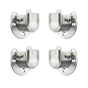 FYTRONDY Stainless steel Wardrobe Closet Rod Bracket, U-Shaped Open type Socket bracket, Shower Curtain Rod Pole End Supports Sockets Flange (1-1/4 INCH, 4 PACK)