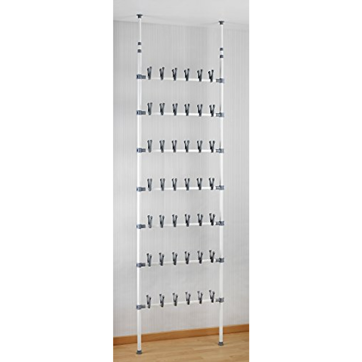 WENKO Telescopic Atlas Free Rack, Organizer, Storage, Shelf, Shoe Stand (W x H x D): 26.97 x 39.37-118.11 x 3.35 in, White, Dimensions (W x H x