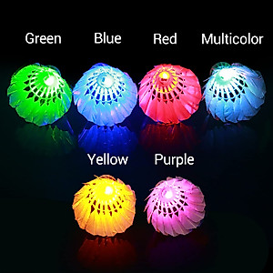 Ohuhu Shuttlecock, LED Birdies Badminton Glow in The Dark Lighting Badminton Birdies Goose Feather Shuttlecocks Light up for Outdoor Indoor Adults Sport Activities
