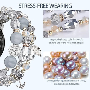 MOFREE Compatible for Samaung Galaxy Watch Active 2 40mm 44mmWatch 4 40mm 44mmWatch 4 Classic 42mm 46mm, 20mm Handmade Fashion Elastic Beaded Bracelet Replacement for Samaung Galaxy Watch 3 41mm