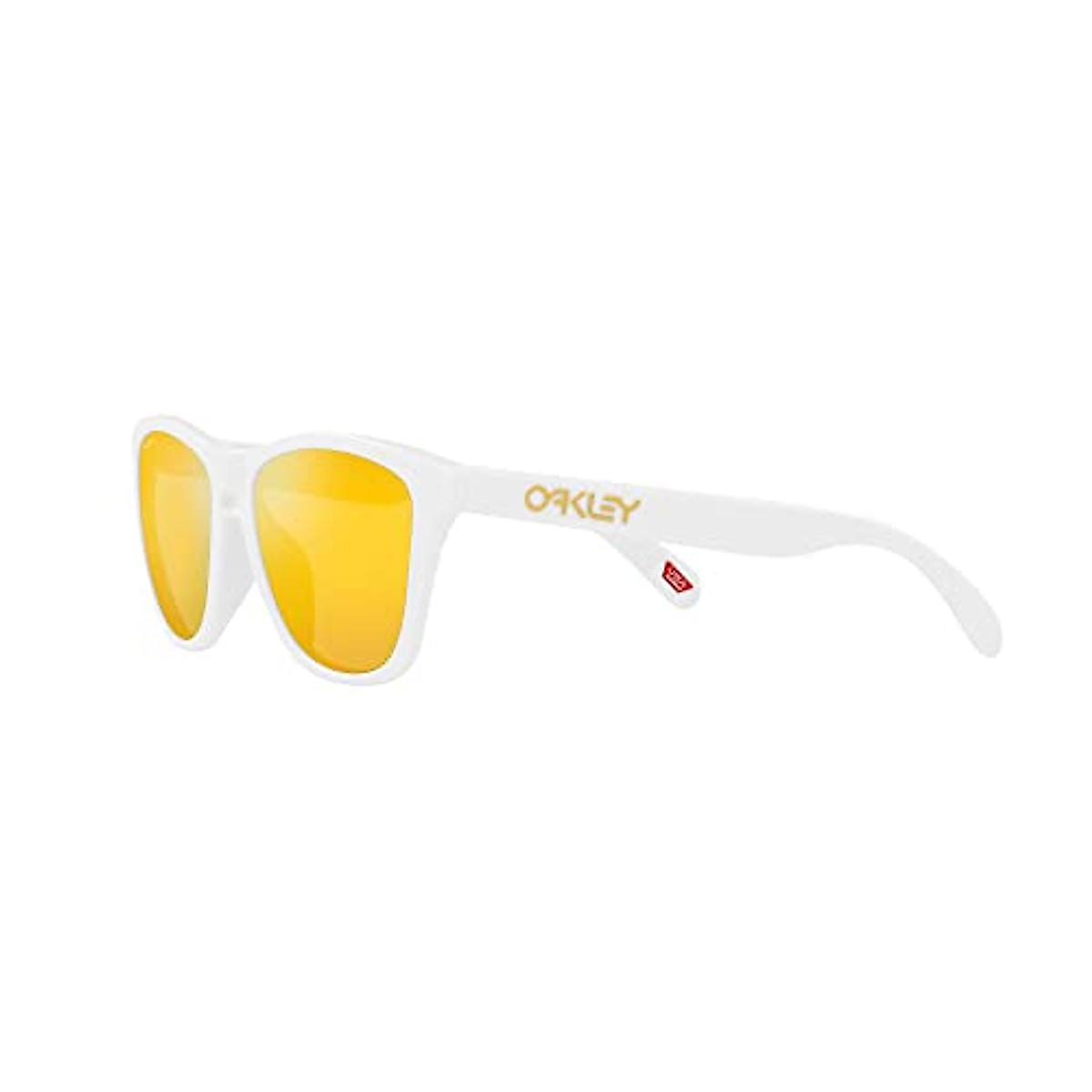 Oakley Men's OO9245 Frogskins Low Bridge Fit Square Sunglasses, Matte White/Prizm 24K Polarized, 54 mm