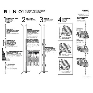 BINO Tension Pole Corner Shower Caddy - Brushed Nickel - Shower Organizer Shower Shelf Shower Rack Shower Storage Bathroom Caddy Shower Corner Shelf Shower Shelves Shower Caddy Corner Shower Shelf