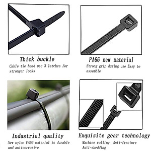 Zip Ties 16 inch Black wire ties 100 per pack Electrical Cable Ties with 60 lbs tensile Strength Suitable for Outdoor Workshop Farms