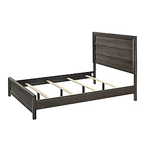 Rustic Style Grayish Brown 3pc King Size Bed Nightstand Set Solid Wood Master Bedroom Furniture